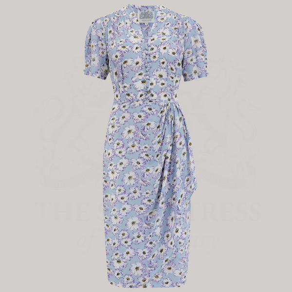 Mabel Dress in Daisy Print | Vintage 1940s Style Waterfall Dress - The ...