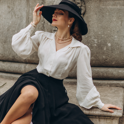 Poppy Blouse in Cream | Classic 1940s Style Women's Blouse - The ...