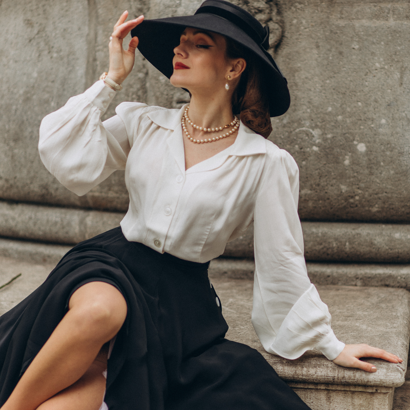 Poppy Blouse in Cream | Classic 1940s Style Women's Blouse - The ...
