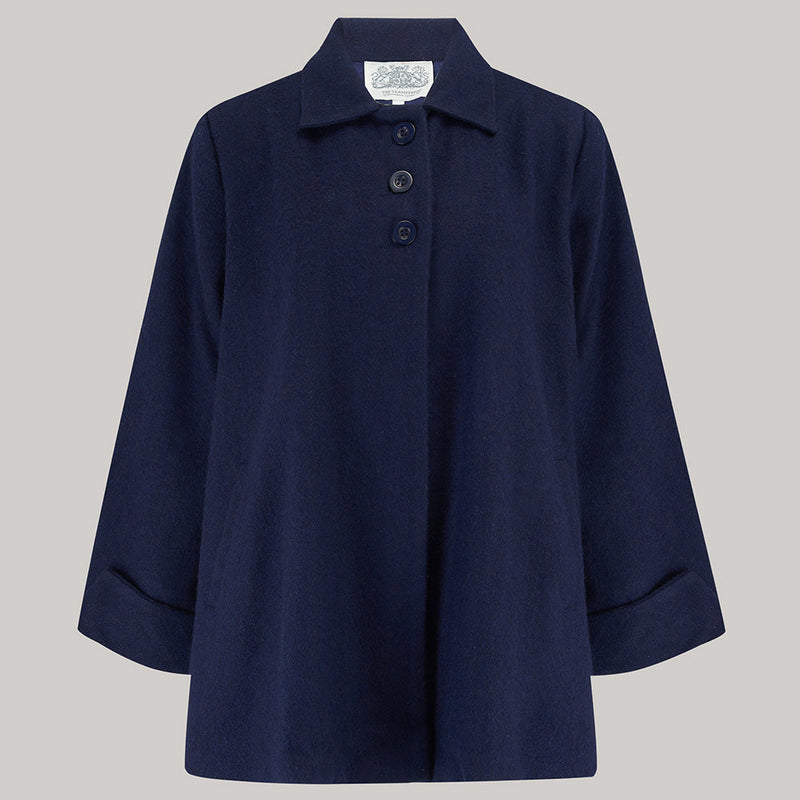 Swing Jacket in Navy | Authentic 1940s Vintage Style Outerwear - The ...