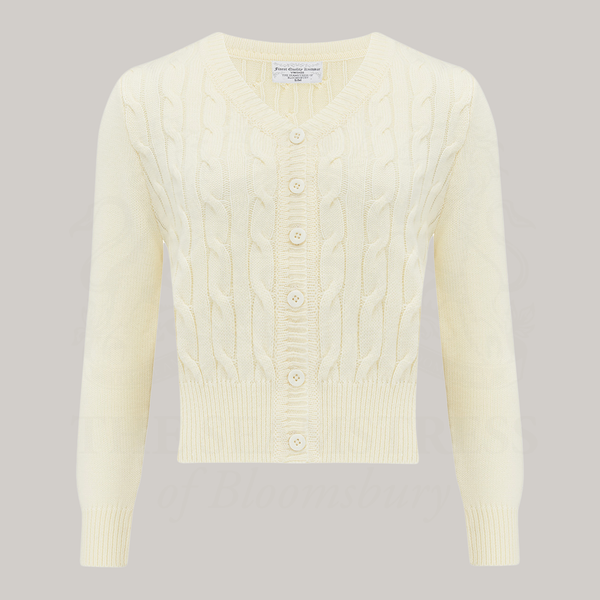 Cable Knit Cardigan in Cream | Vintage 1940s Style Cardigan - The ...